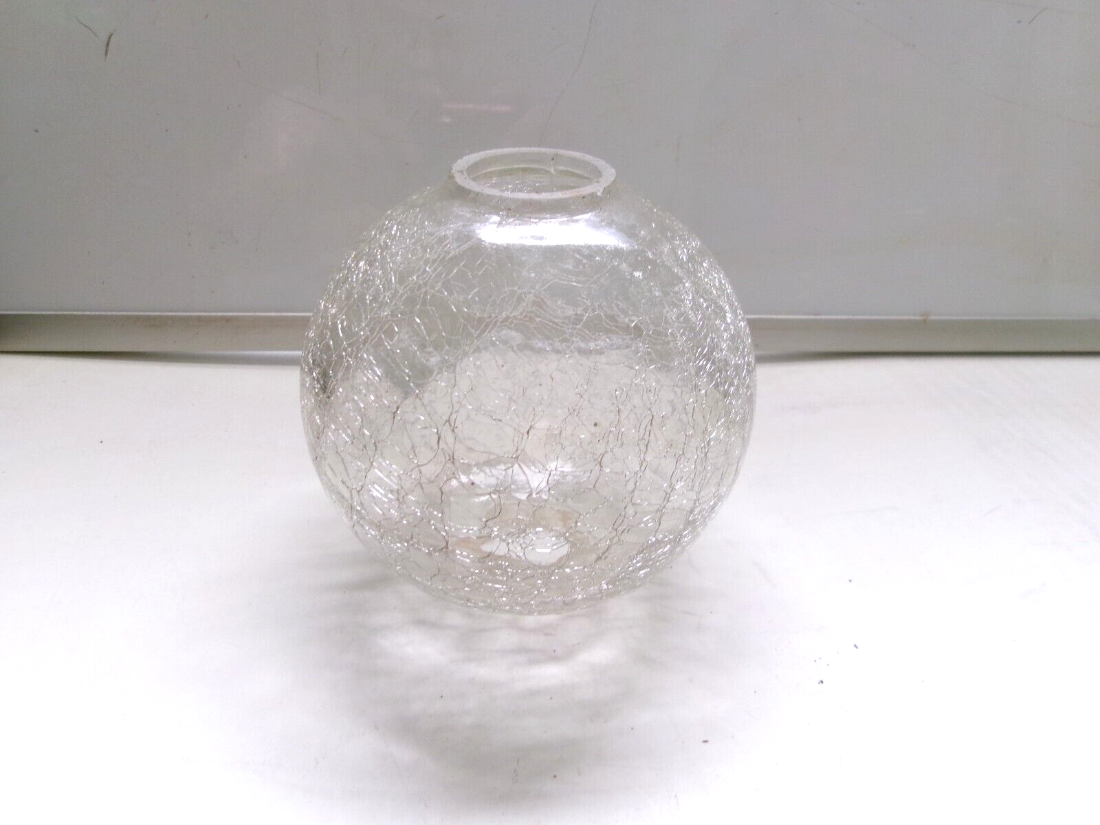 RARE ANTIQUE CRACKLE glass ball lamp spacer break part 5 1/2" Tall 5 ...