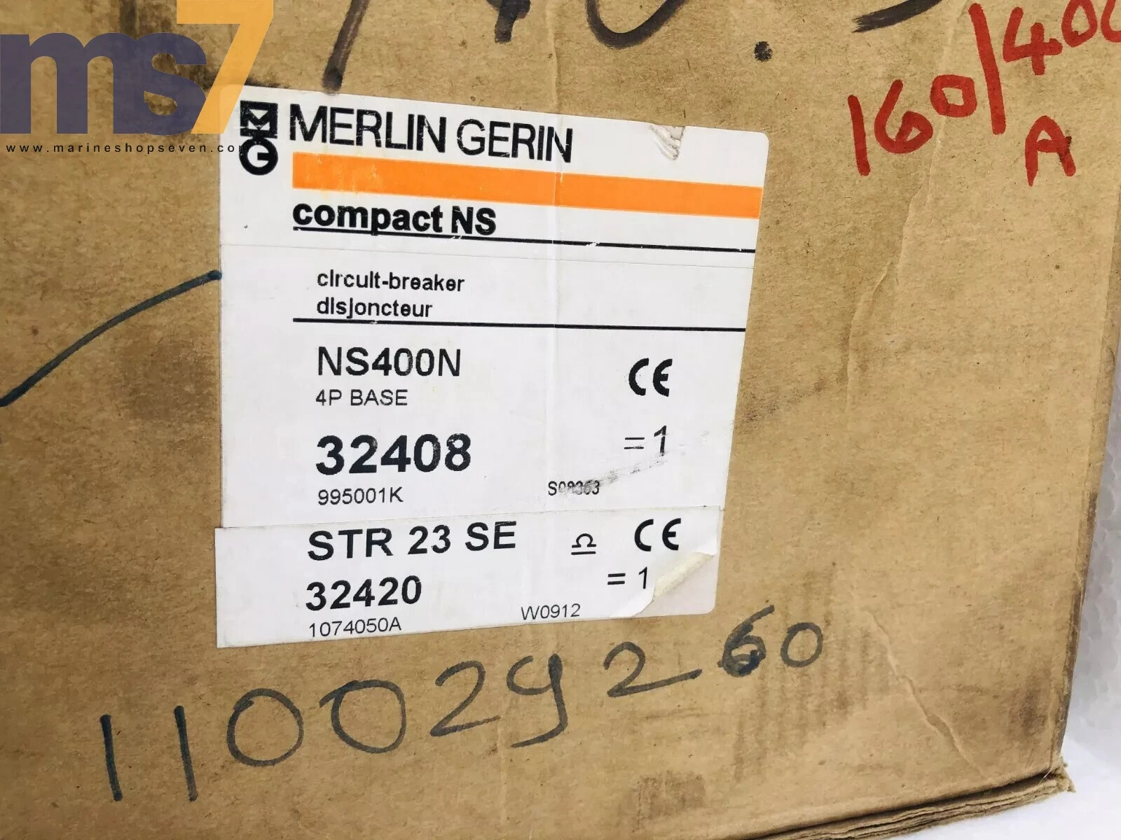 MERLIN GERIN COMPACT NS400N CIRCUIT BREAKER 160/400A 4 POLE 32408 STR ...