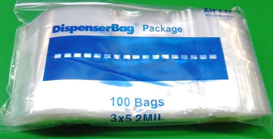 100 3"x5" Zippit Reloc Bags Clear 2Mil Reclosable Zip Squeeze Slide ...