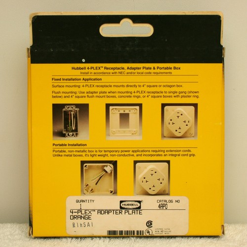 Hubbell 4APO 4-Plex Receptacle Plate Orange Adapter E33208 D03985 **NEW ...