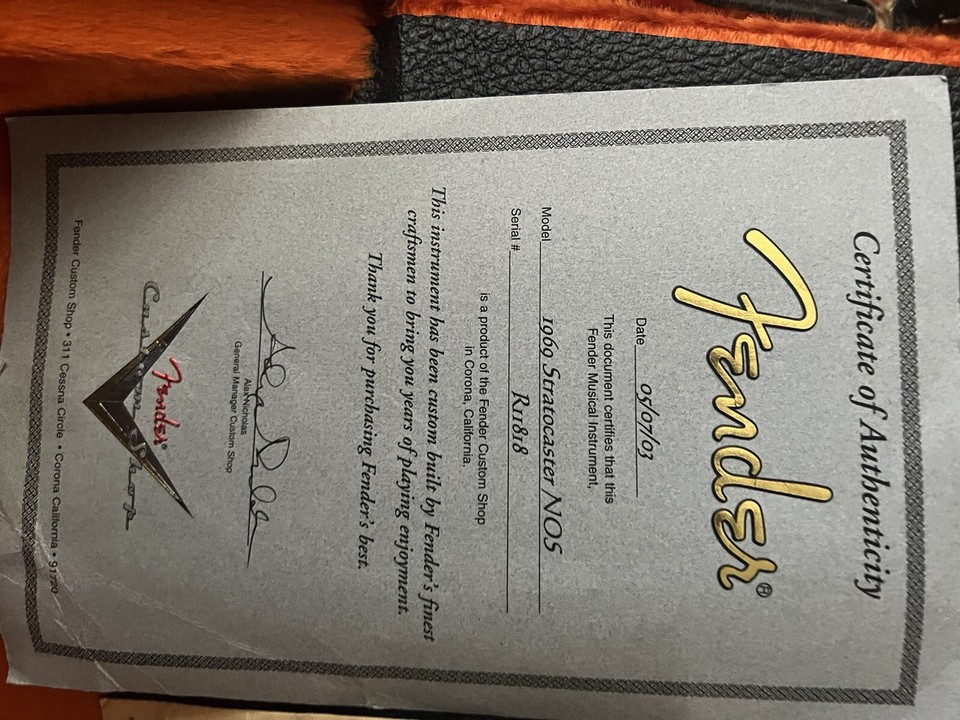 Fender Custom Shop Stratocaster 1969 Reissue With Case And Paperwork | eBay