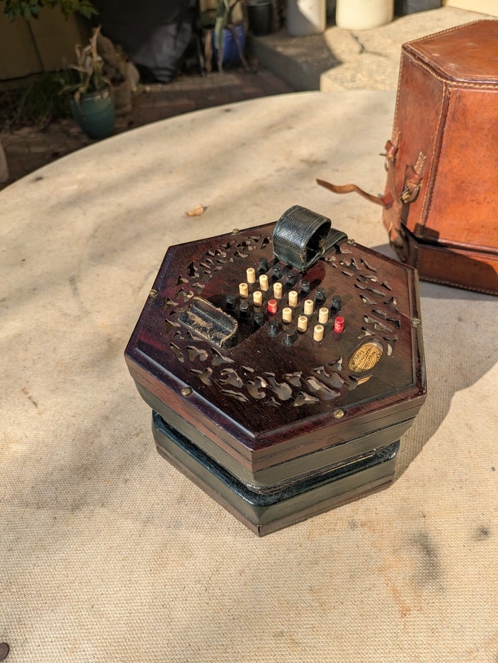 LACHENAL 48 Button English CONCERTINA w LEATHER and WOOD CASE | eBay