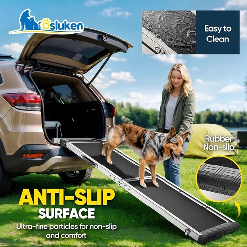 HEAVY DUTY Folding Dog Ramp Pet Ramps for SUV Cars Travel Portable ...