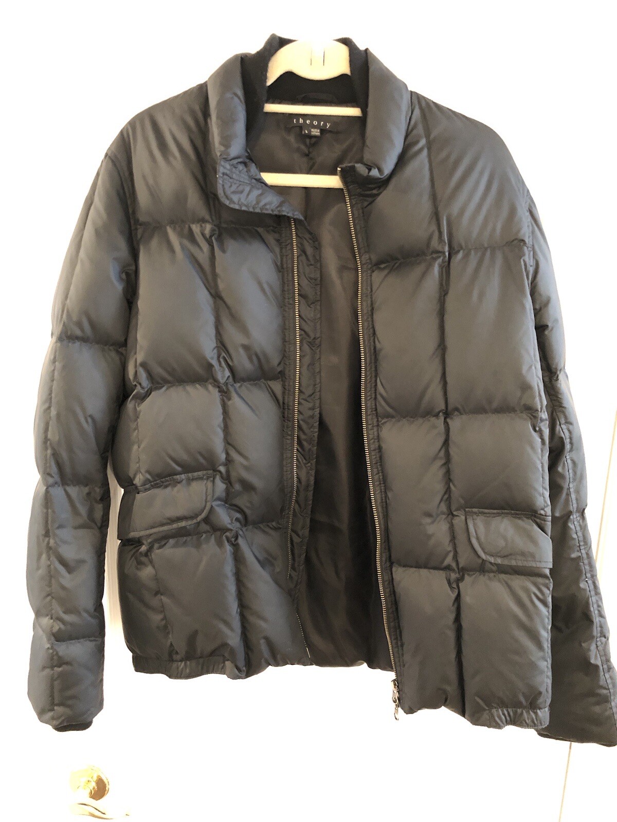 Mens Theory puffer jacket, Black, Size L - Gem