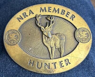 Vtg National Rifle Association NRA Member Buck Hunter Brass Tone Belt ...