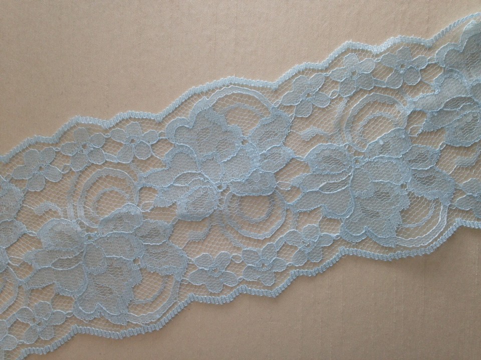 Blue Lace Trim, 4" Wide, Galloon Lace, Scalloped Edge, 5 YARDS, Flat ...