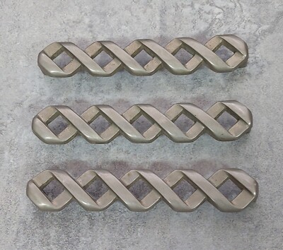 Mid Century Modern Drawer Pulls 5" Bore Lot Of 3 Silver Criss Cross ...