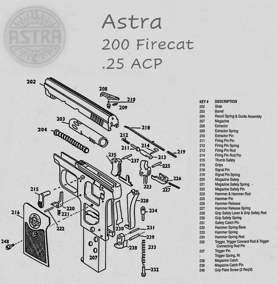 Magazine Safety w/ Spring - ASTRA Model 200 Firecat - .25 ACP | eBay
