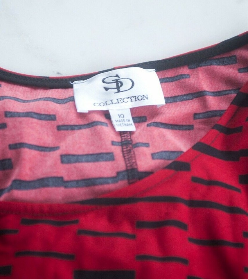 SD Collection Women’s Maxi Dress Size 10 Red Black Gold Stripes Casual ...