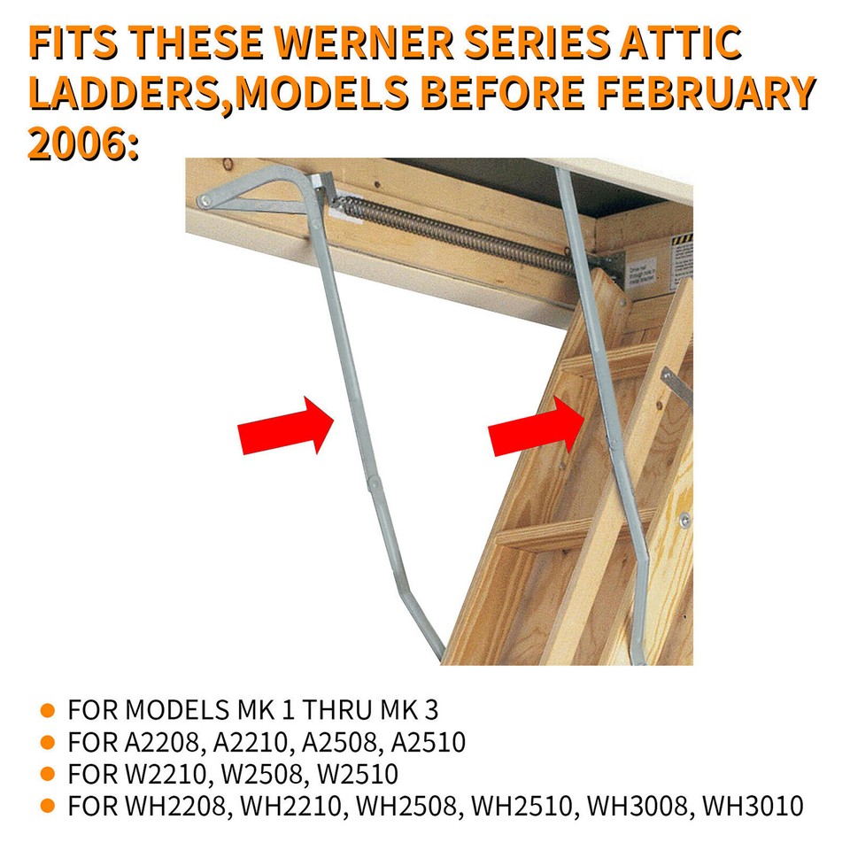 For Werner 55-1 MFG 06 And Older Pair Attic Ladder Spreader Hinge Arms ...