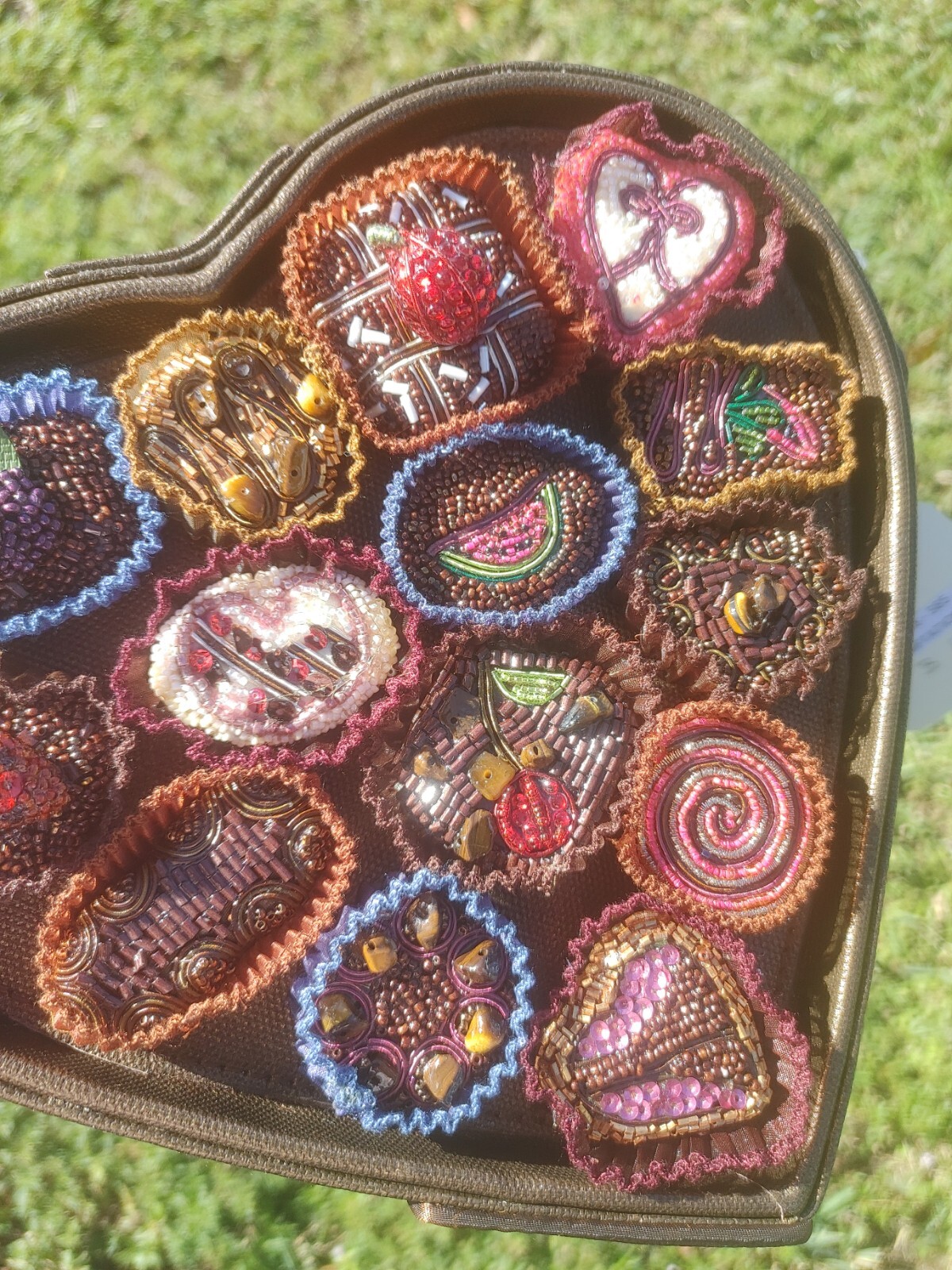 Mary Frances Temptations Chocolate Box Brown Candy Valentine Bead ...