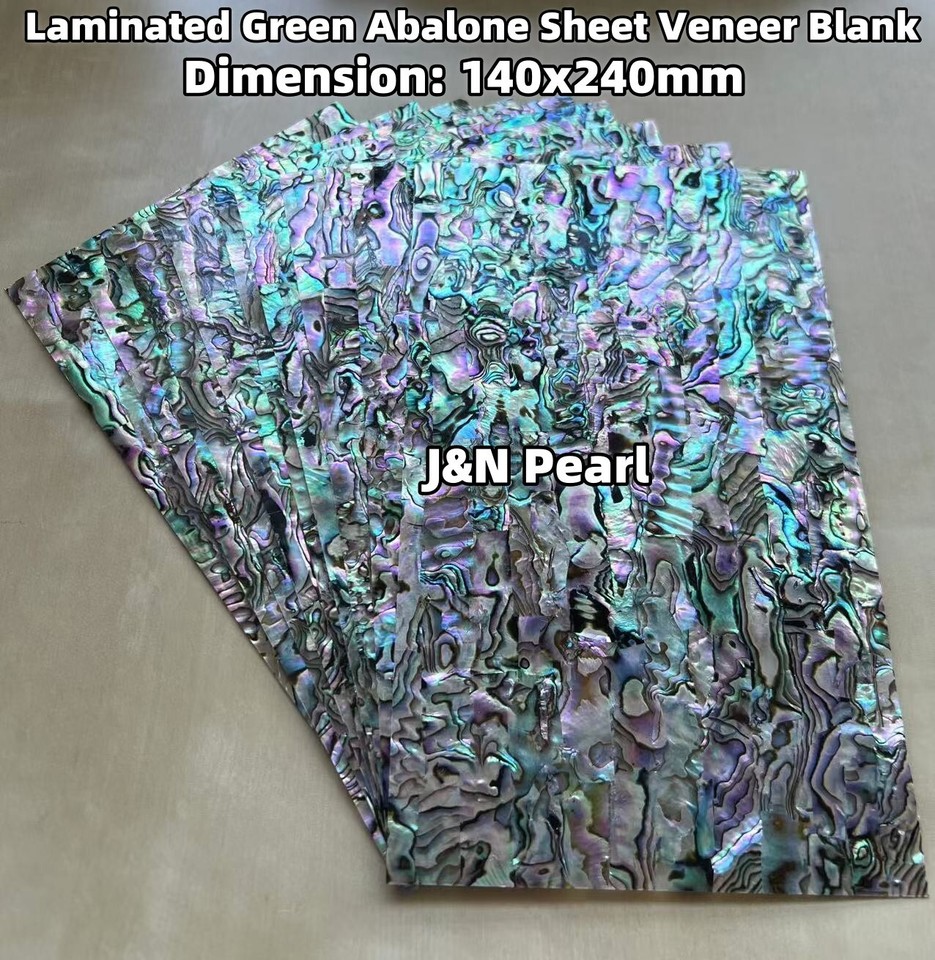 1pc 0.25-0.35mm Thick 140x240mm Laminated Green Abalone Sheet Veneer ...