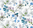 DESIGNERS GUILD CURTAIN FABRIC Japonese Magnolia 2.2 Metres COBALT 100% ...
