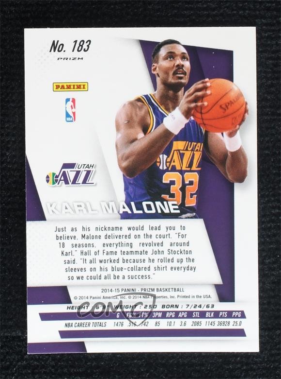 2014-15 Panini Prizm Yellow & Red Mosaic Prizm Karl Malone #183 HOF j2k ...