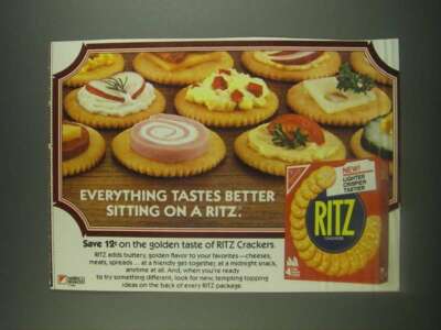 1985 Nabisco Ritz Crackers Ad - Everything tastes better sitting on a ...