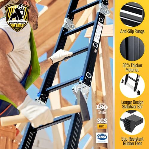 Bryner 12 Ft Ladder 7-in-1 Multi-Purpose Aluminium Extension Ladder ...