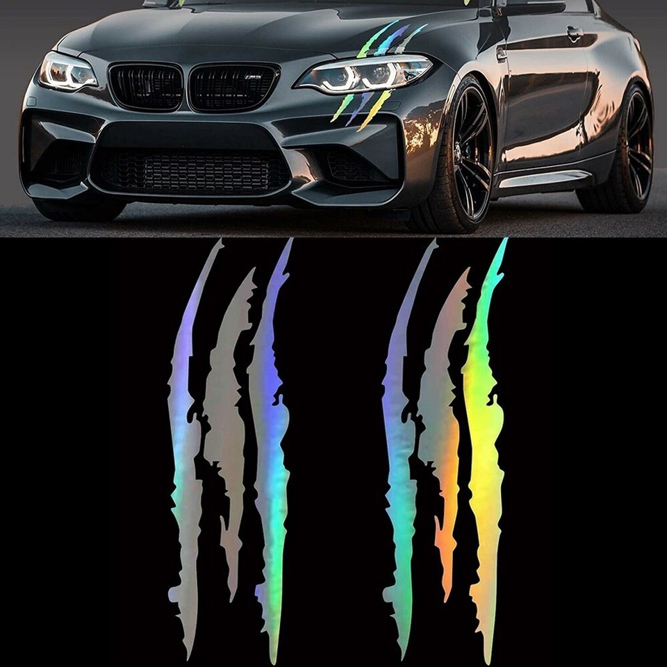 REFLECTIVE AUTO CAR HEADLIGHT MONSTER-STICKERS Scratch Stripe Claw ...