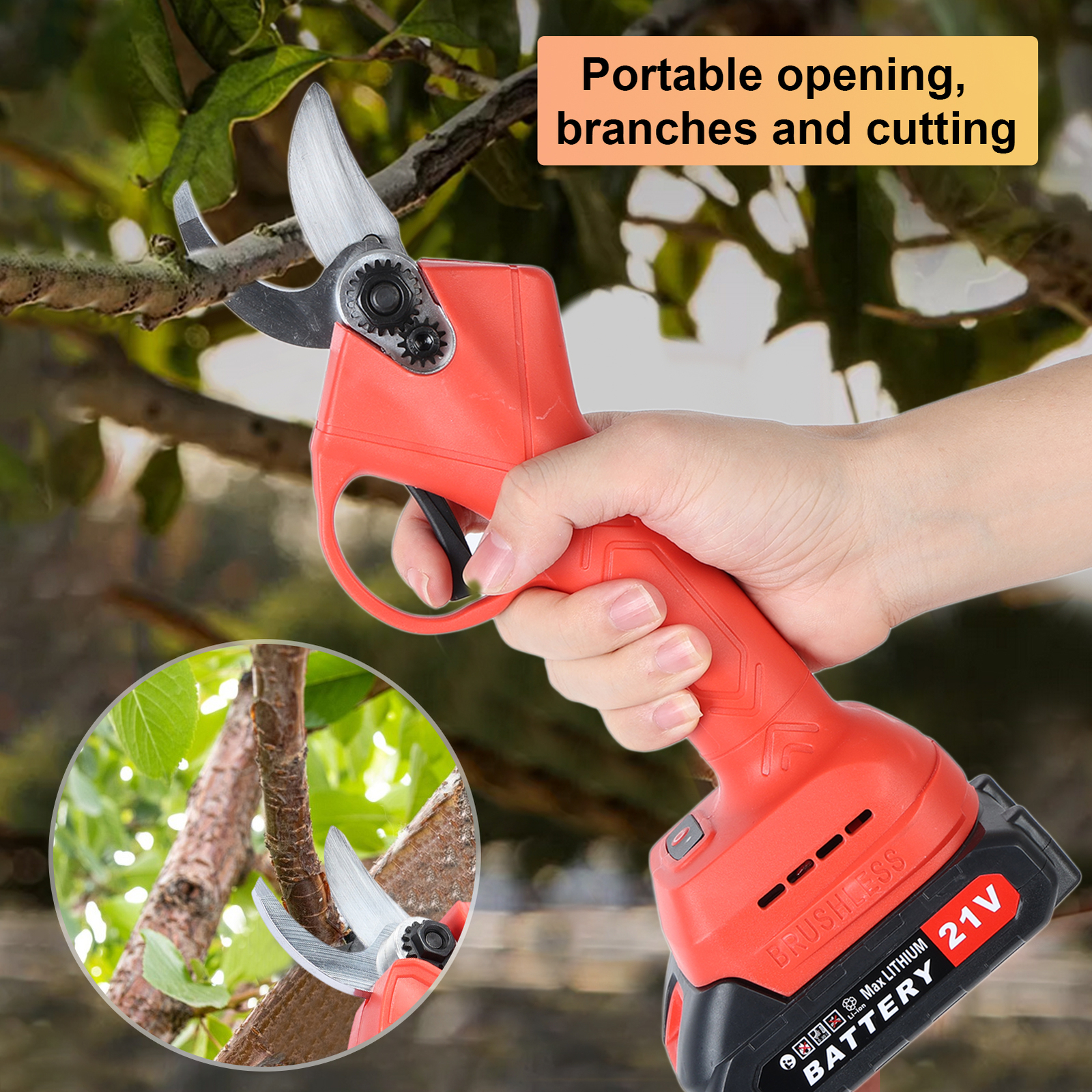 Cordless Electric Branch Scissor Pruning Shear Pruner Ratchet Cutter ...