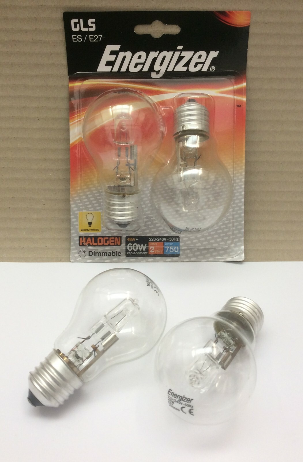 4 X 60w Watt 48w GLS ES E27 Halogen Light Bulbs Energizer Warm White ...