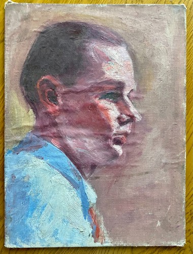 Unsigned Henry Block Original Oil on Canvas Board Portrait of Man ...