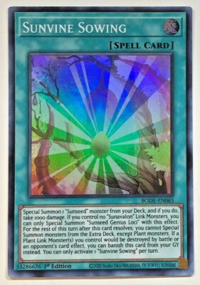 Yugioh Burst of Destiny BODE-EN065 Sunvine Sowing Super Rare NM/M | eBay