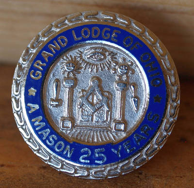 VINTAGE ENAMELED STERLING SILVER OHIO MASONIC 25 YEAR TIE TACK PIN ...