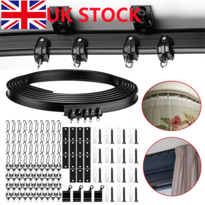 2/5M PVC Bendable Coiled Curtain Track Straight Curved Corner Bay ...