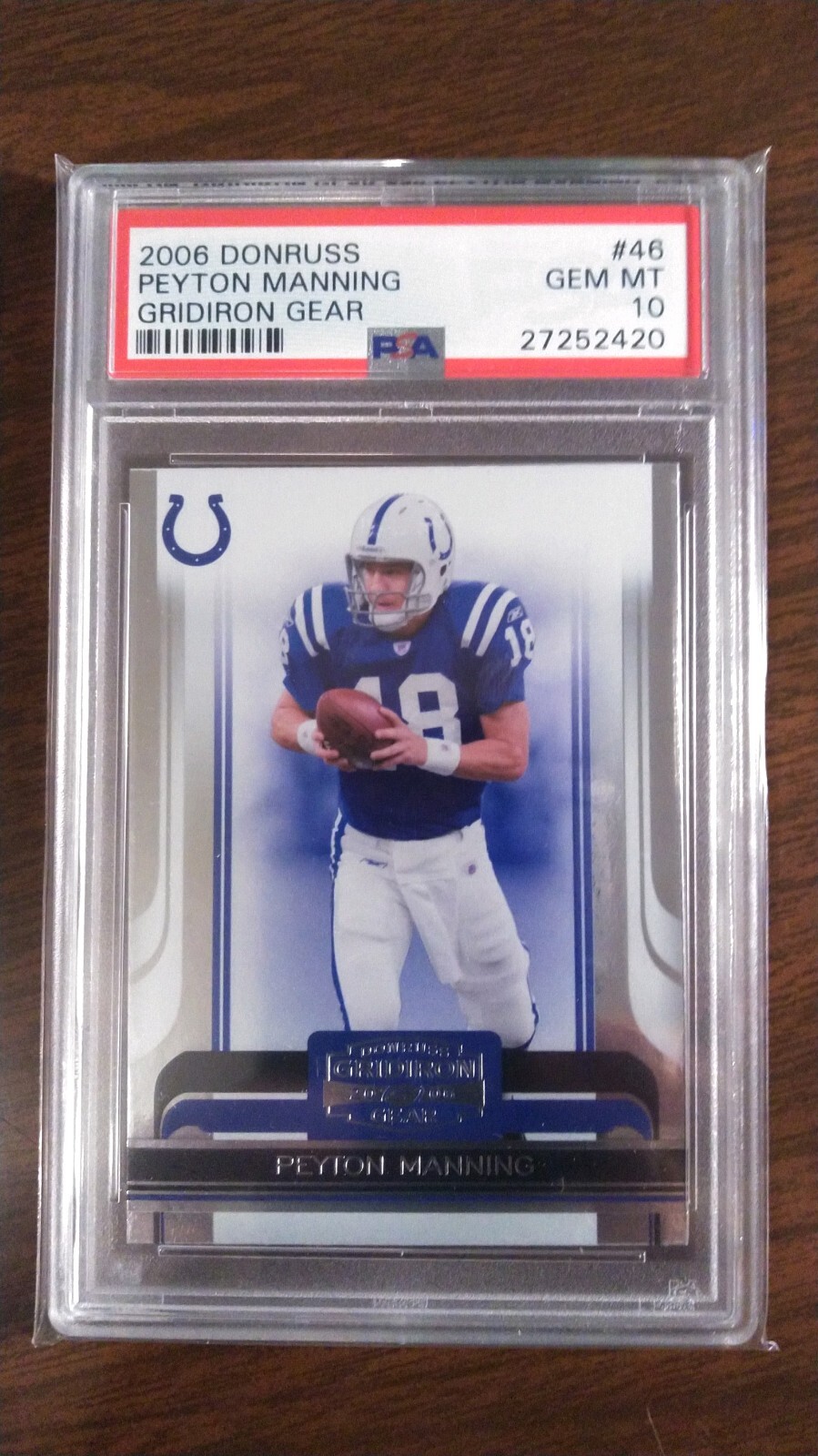 2006 Donruss Gridiron Gear #46 Peyton Manning graded PSA 10 Gem Mint ...