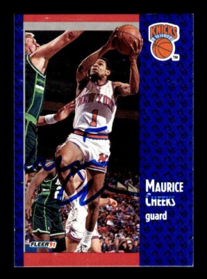 MAURICE CHEEKS SIGNED 1991-92 FLEER #135 NEW YORK KNICKS ON-CARD AUTO ...