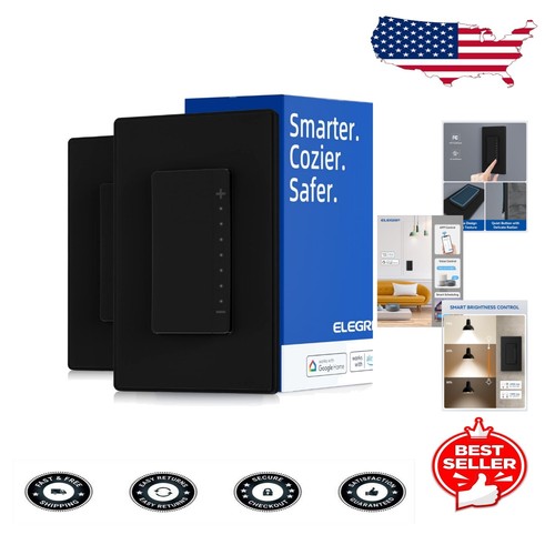 Sleek 2-Pack Smart Dimmer Light Switch with Hidden LED - Voice Control ...