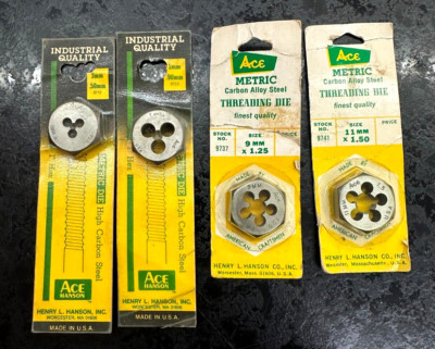 Vintage Ace Hanson Metric Threading Die Lot Of 4 | 3MM, 5MM, 9MM, 11MM ...