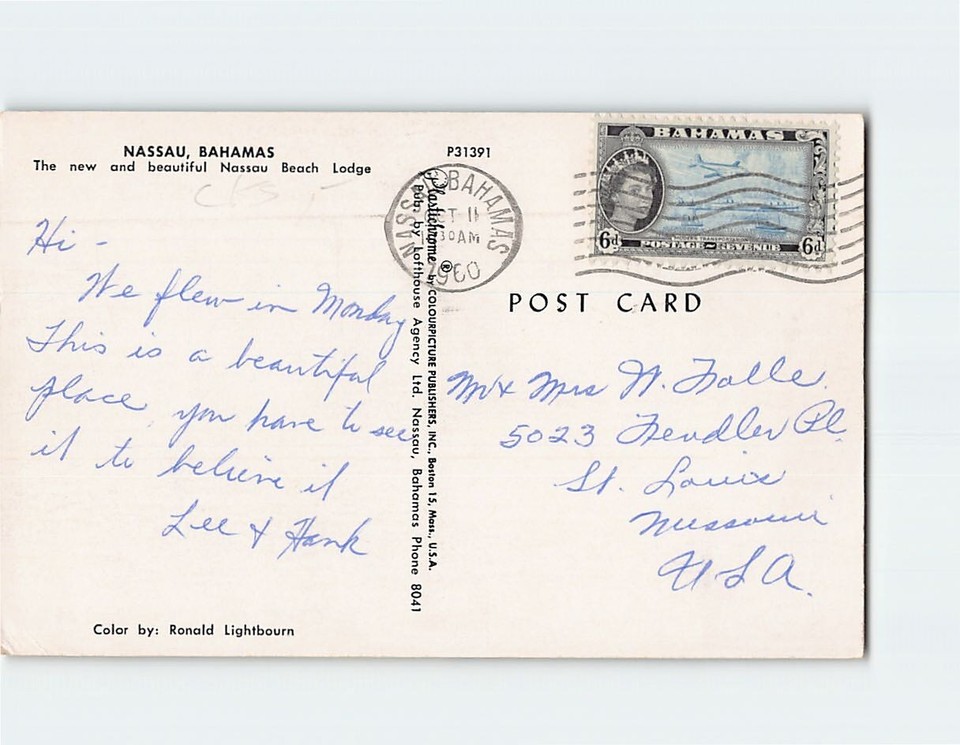 Postcard Beautiful Nassau Beach Lodge Nassau Bahamas | eBay