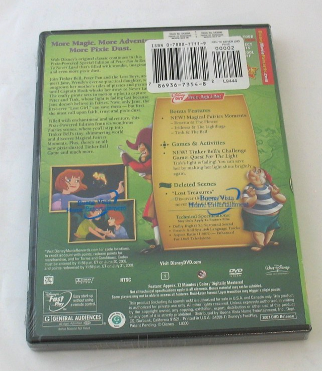 Disney Peter Pan Platinum Edition DVD PLUS Return to Neverland DVD ...