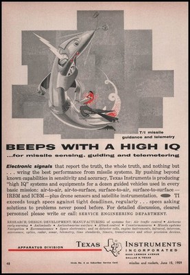 1959 Texas Instruments Dallas Texas John D. Shaw Missile Art Woodpecker ...
