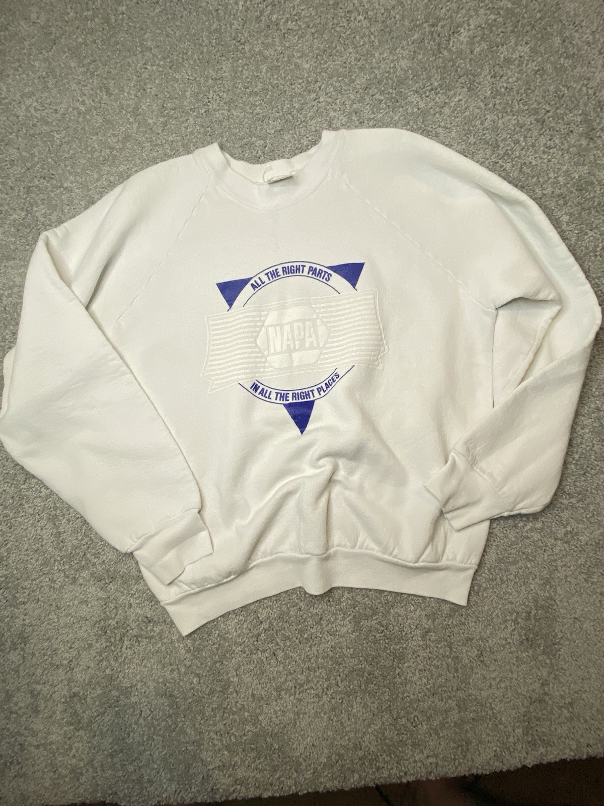 VERY RARE Large Vintage Napa Auto Parts White Sweater… - Gem