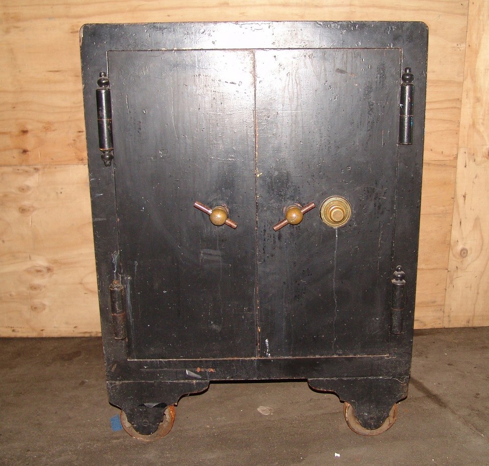 Antique Halls safe 36" x 31" x 49" Nice Graphics | eBay