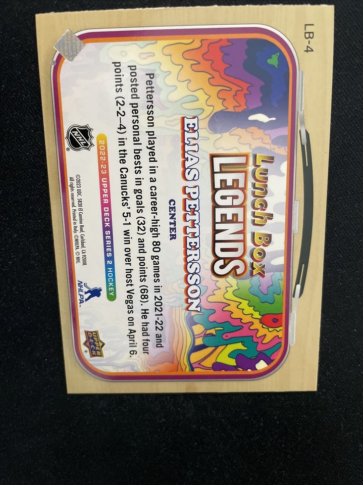 22-23 UD Series 2 Hockey Lunch Box Legends LB-4 Elias Pettersson | eBay