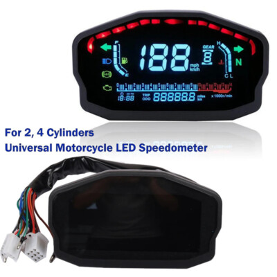 Universal Motorcycle Digital Dash Digital Panel LED LCD Speedometer ...