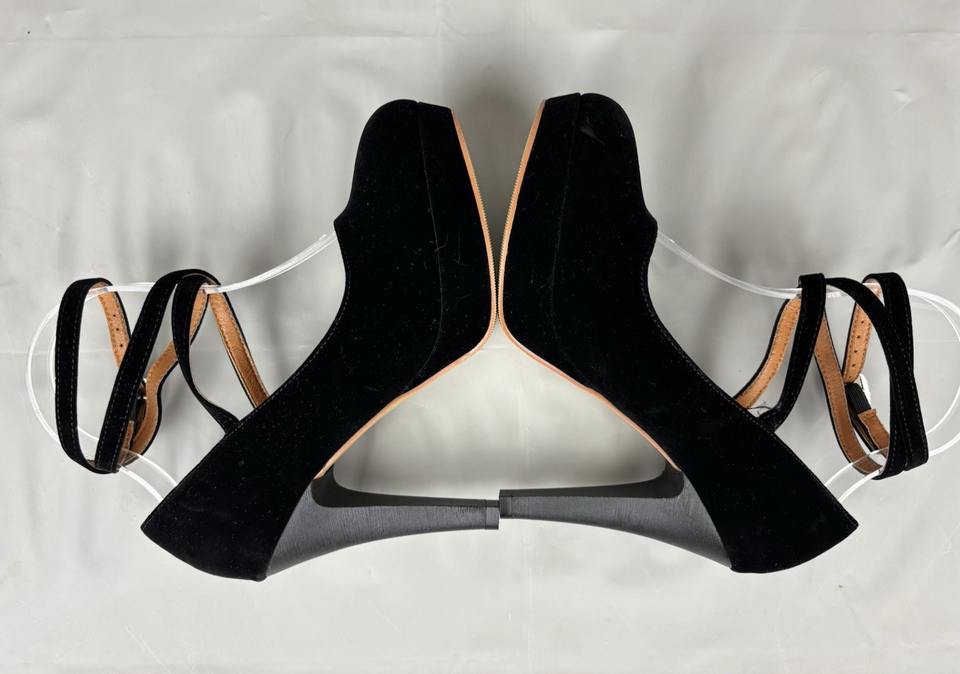 Mostrin Platform Pumps Women’s 7 Black Velvet Strappy Ankle Stiletto | eBay
