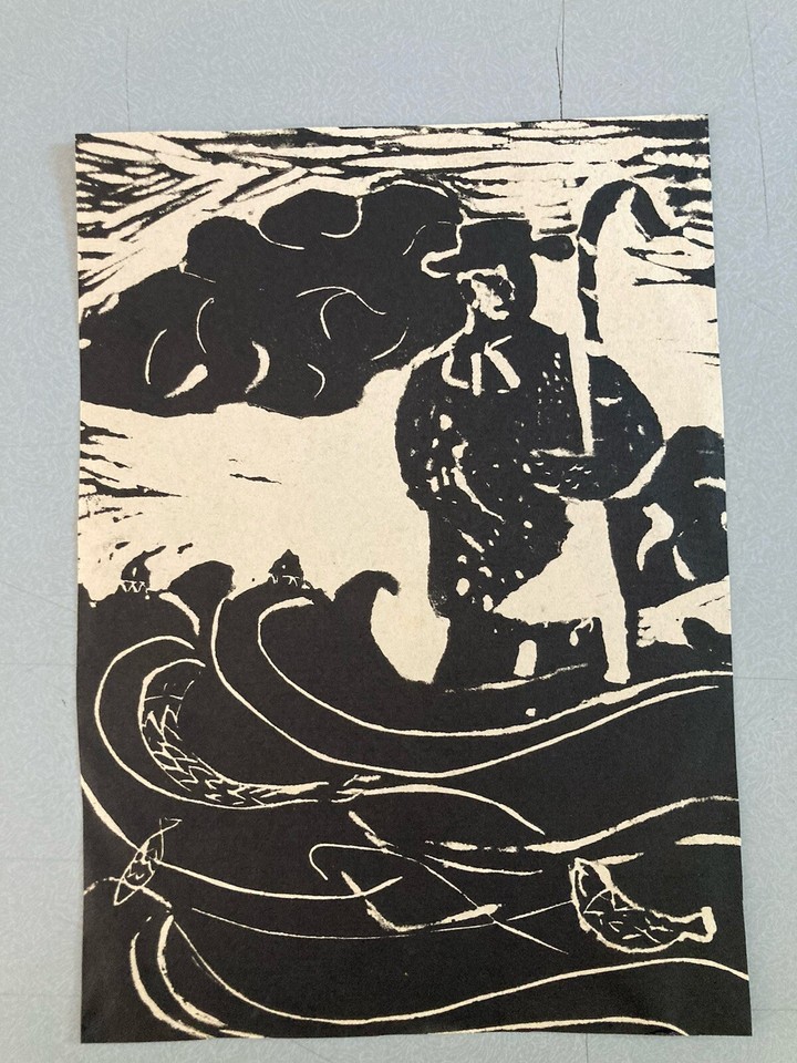 Beautiful Woodcut Ink on Paper Sea School of Fine Arts Angoulême 1980 ...