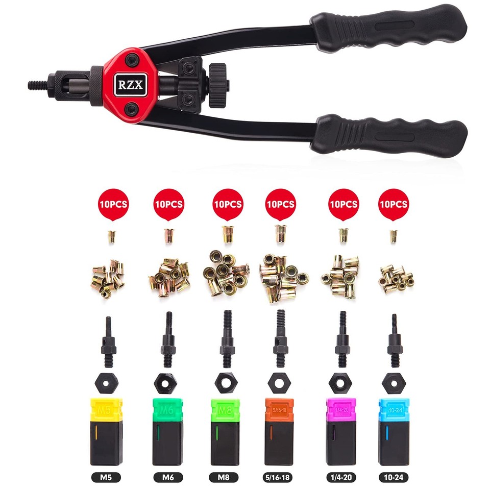 13" Rivet nut Tool Nut/Thread Hand Riveter Blind Rivet Kit M5 M6 M8 SAE ...