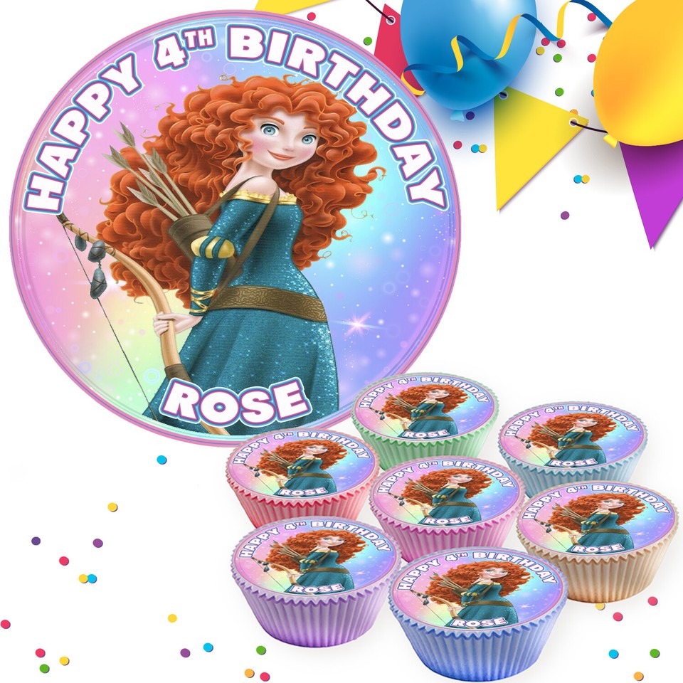 PRINCESS MERIDA BRAVE PERSONALISED EDIBLE CAKE TOPPER & CUPCAKE TOPPERS ...