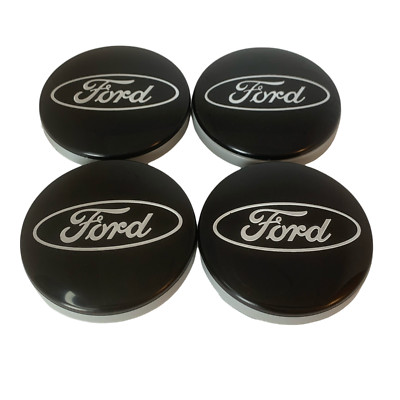 4x Wheel Center Caps Silver on Black Emblem Hubcaps Cover for Ford | eBay