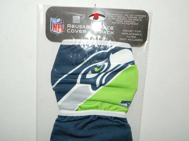 NFL Seattle Seahawks Football Adult Face Masks 3 Pack Reusable FOCO for ...
