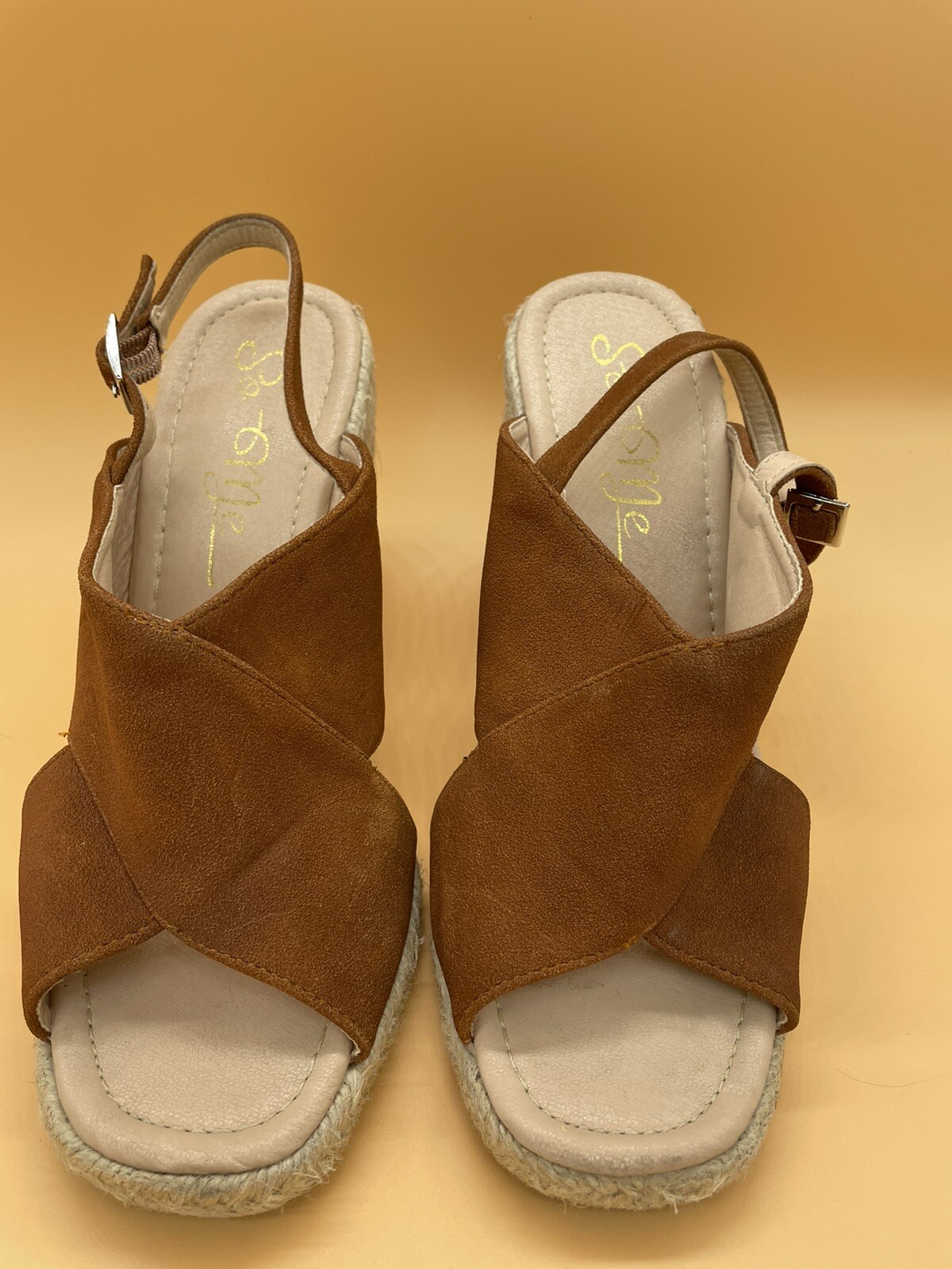 So Me Sandy Espadrille Wedge Suede Tan - Gem