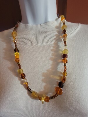 Amber Fall Colors Beaded Necklace Handcrafted | eBay