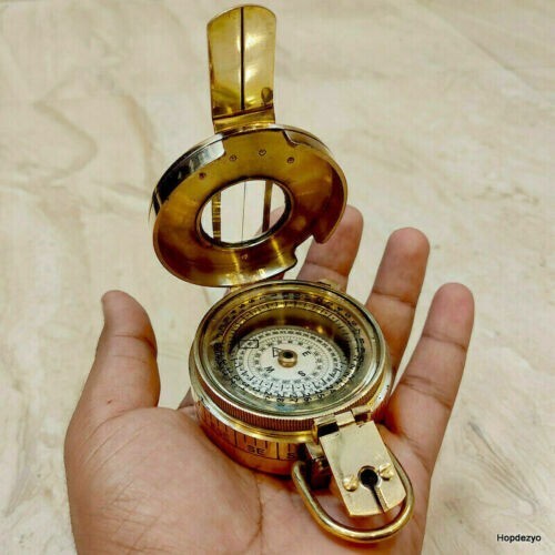Nautical Solid Brass British Military III Prismatic Pocket Compass ...