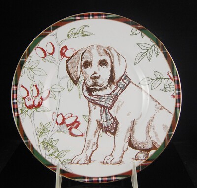 222 fifth Wexford Labrador Plate plaid 8.75" snack dessert dog Lab | eBay