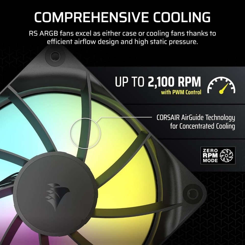 Corsair RS120 ARGB 120mm PWM Fans – Daisy-Chain Connection - Z03 | eBay UK
