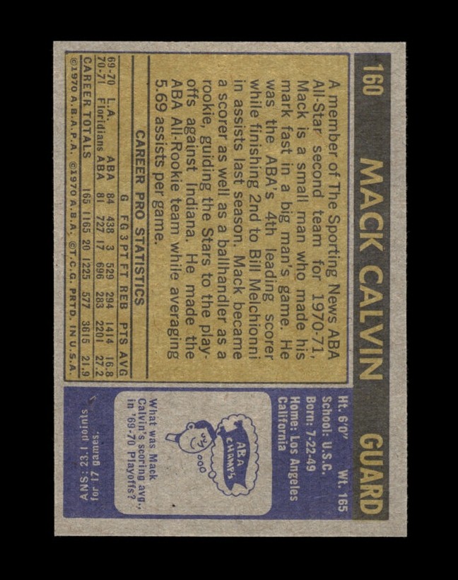 1971-72 Topps Set-Break #160 Mack Calvin NR-MINT *GMCARDS* | eBay